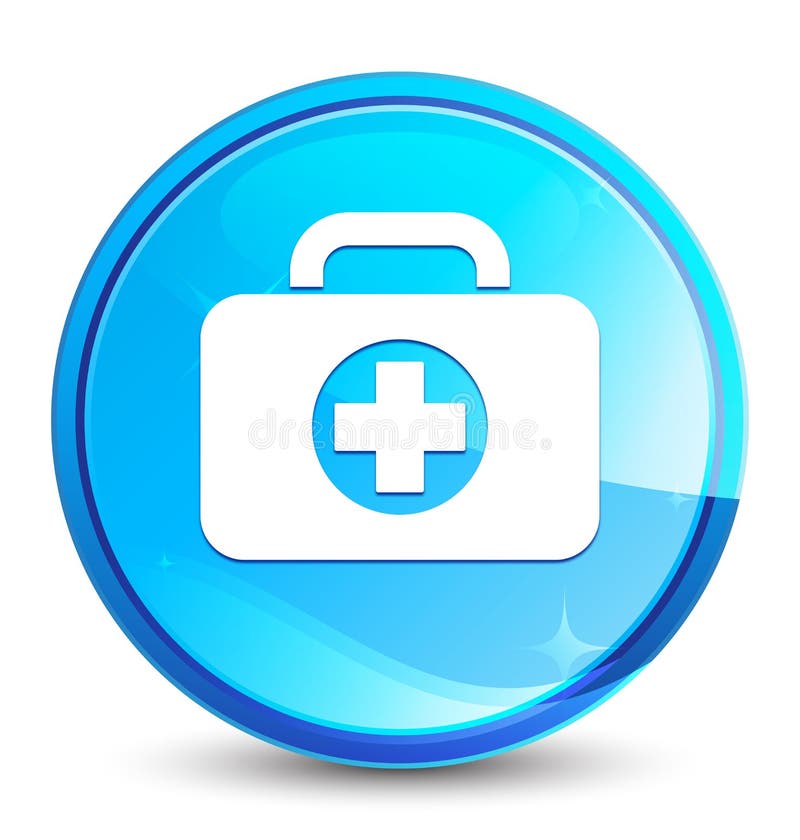 First Aid Kit Bag Icon Splash Natural Blue Round Button Stock Vector ...