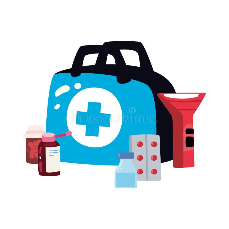 First Aid Kit with Bandage and Thermometer Stock Vector - Illustration ...