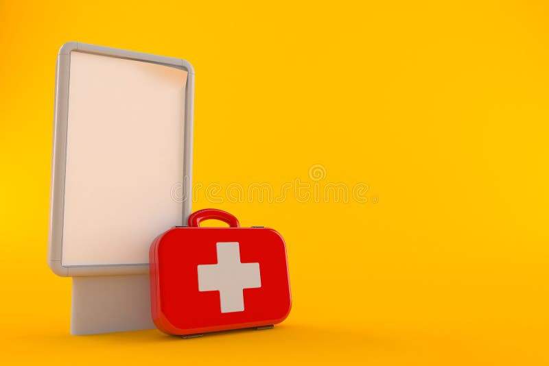 First Aid Kit with Blank Billboard Stock Illustration - Illustration of ...