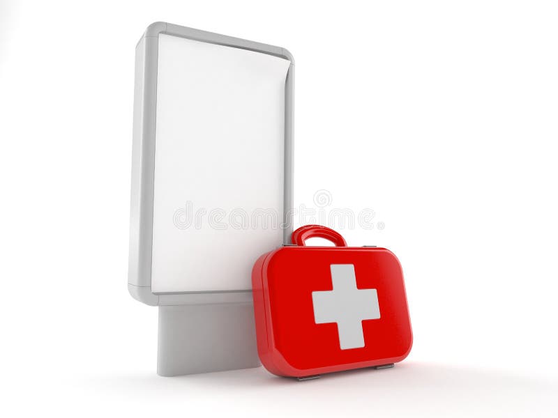 First Aid Kit with Blank Billboard Stock Illustration - Illustration of ...