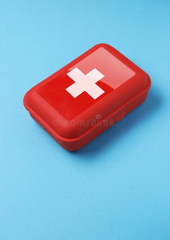 First Aid Kit on blue stock photo. Image of drug, render - 360767858