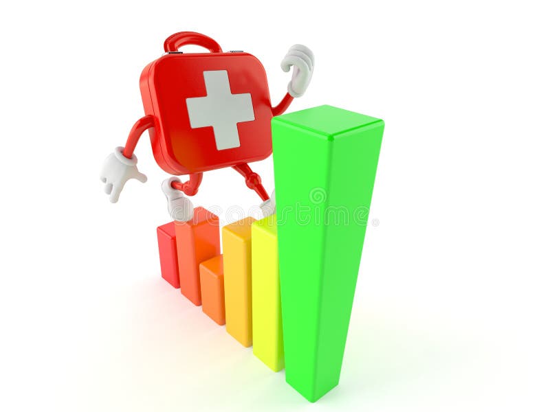 First Aid Kit Character with Chart Stock Illustration - Illustration of ...