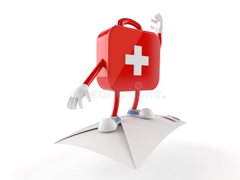 First Aid Kit Character with Envelope Stock Illustration - Illustration ...