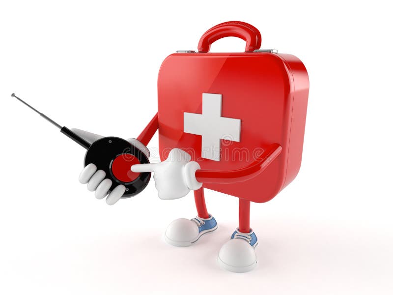 First Aid Kit Character with Remote Push Button Stock Illustration ...
