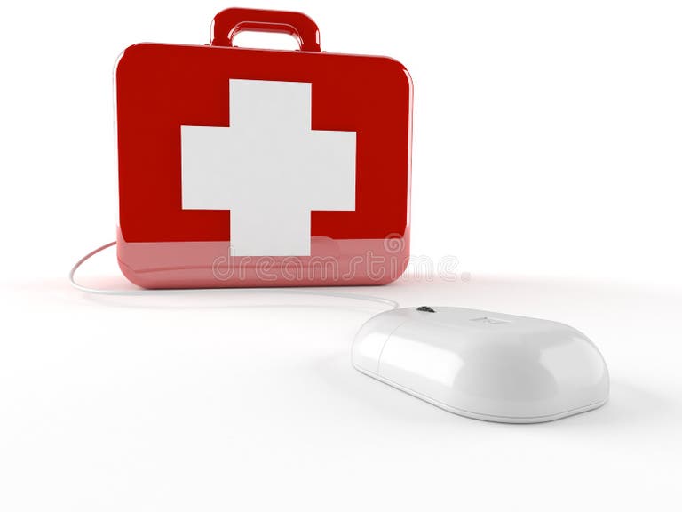 First Aid Kit with Computer Mouse Stock Illustration - Illustration of ...