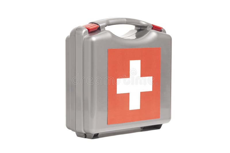 First Aid Kit with Cross Emblem Isolated on a White Background. Stock ...