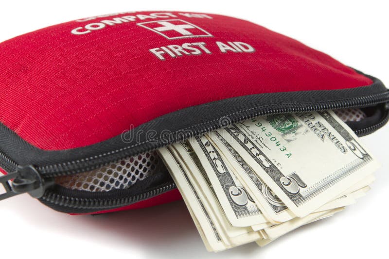 First aid kit with dollar stock photo. Image of emergency - 58936102