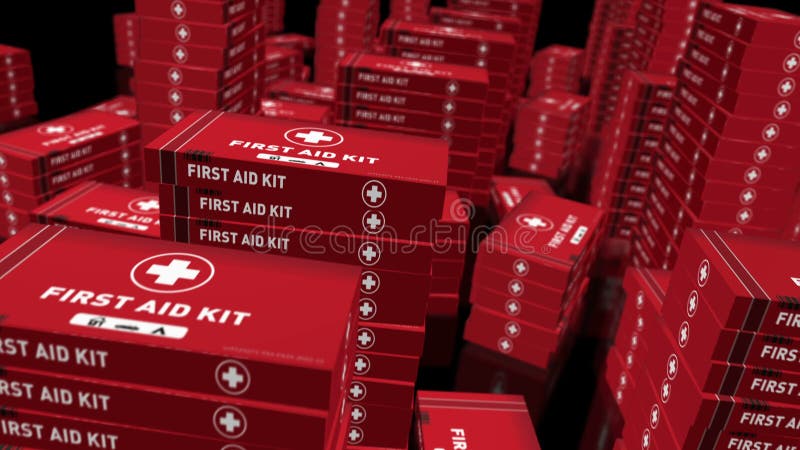 First Aid Kit and Emergency Pack Production Loop Animation Stock ...
