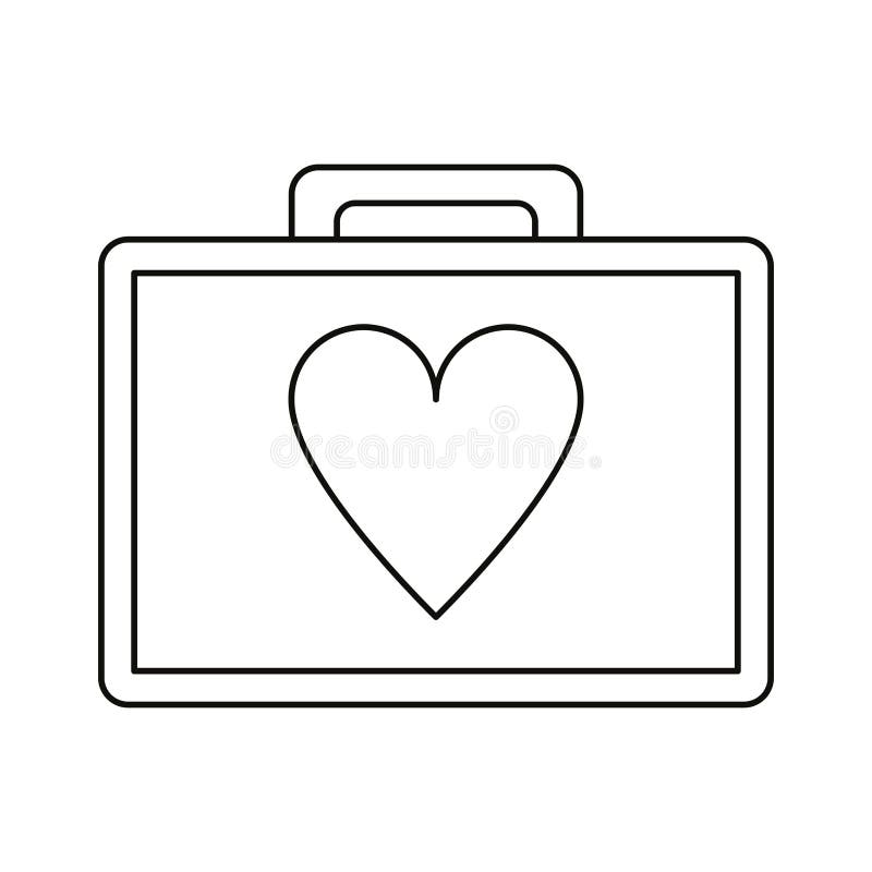 First Aid Kit Emergency Heart Care Thin Line Stock Vector ...