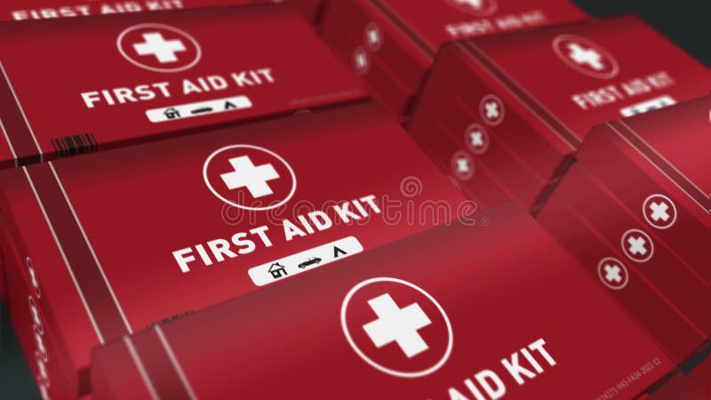 First Aid Kit and Emergency Pack Production Loopable Seamless Stock ...