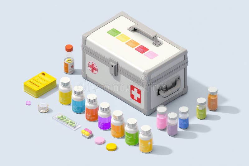 First-aid Kit Featuring Poison Antidote Section with Assorted Medicine ...