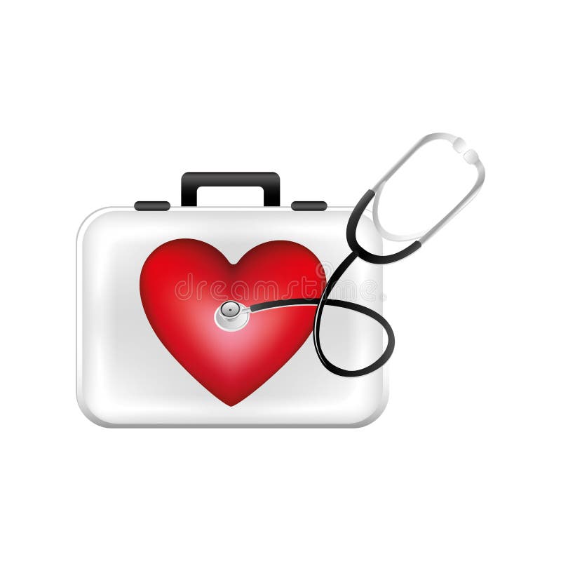 First Aid Kit with Heart and Stethoscope Stock Illustration ...