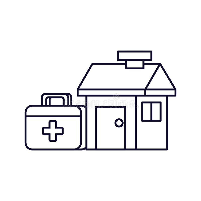 First Aid Kit with House Facade Stock Illustration - Illustration of ...