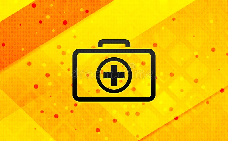 First Aid Kit Icon Abstract Digital Banner Yellow Background Stock ...