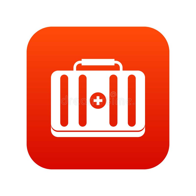 First Aid Kit Icon Digital Red Stock Vector - Illustration of safe ...