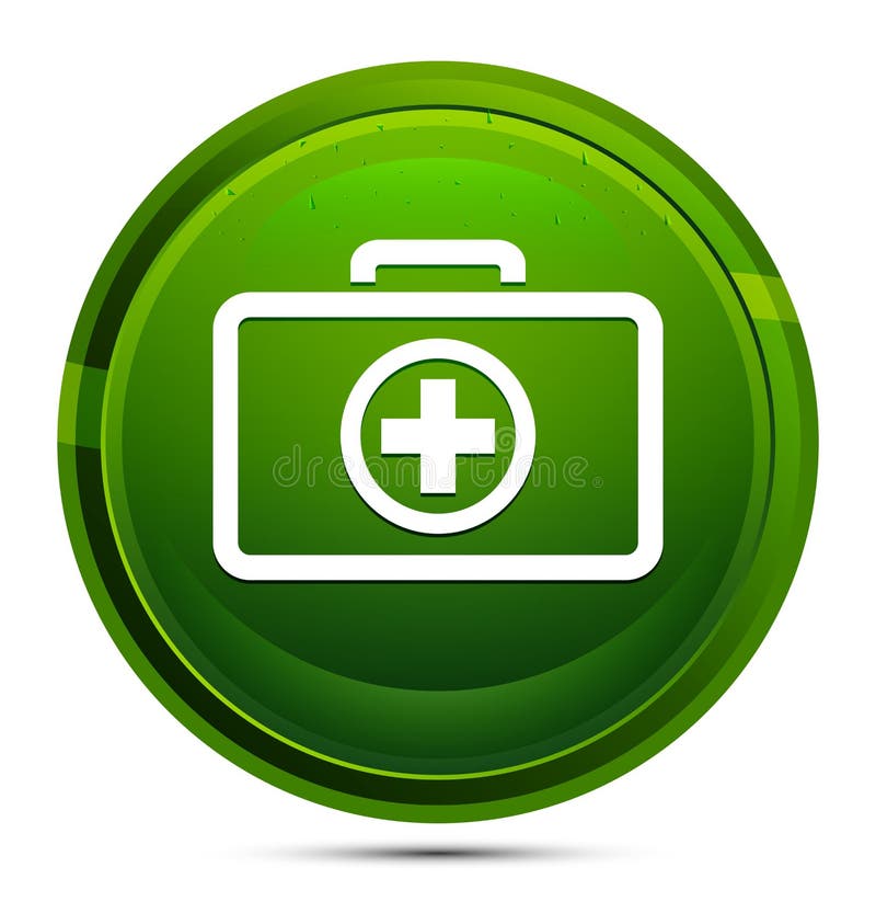 First Aid Kit Icon Glassy Green Round Button Illustration Stock Vector ...