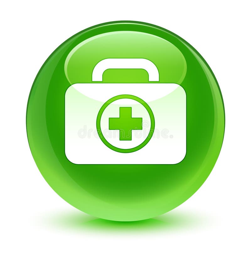 First Aid Kit Icon Glassy Green Round Button Stock Illustration ...