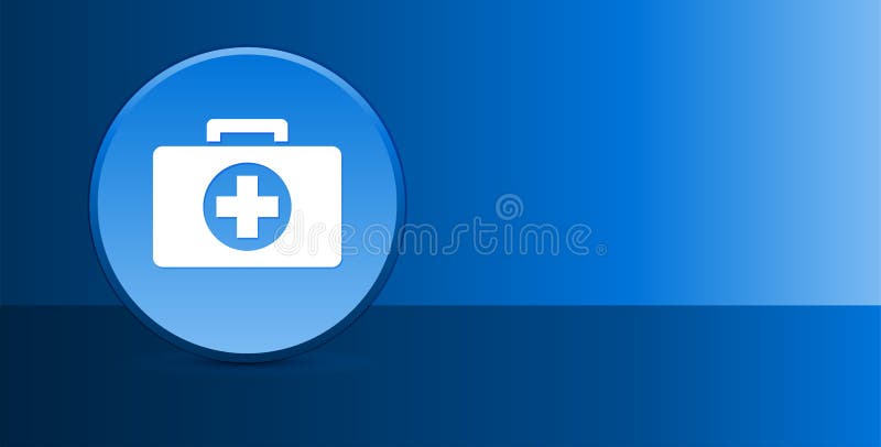 First Aid Kit Icon Glassy Modern Blue Button Abstract Background Stock ...