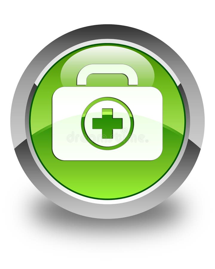 First Aid Glossy Green Round Button Stock Illustration - Illustration ...