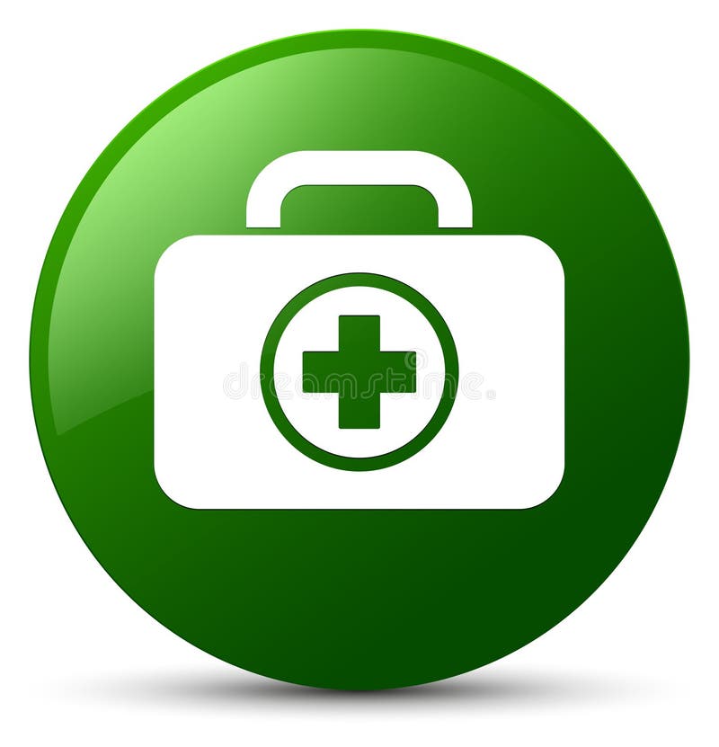 First Aid Kit Icon Green Round Button Stock Illustration - Illustration ...