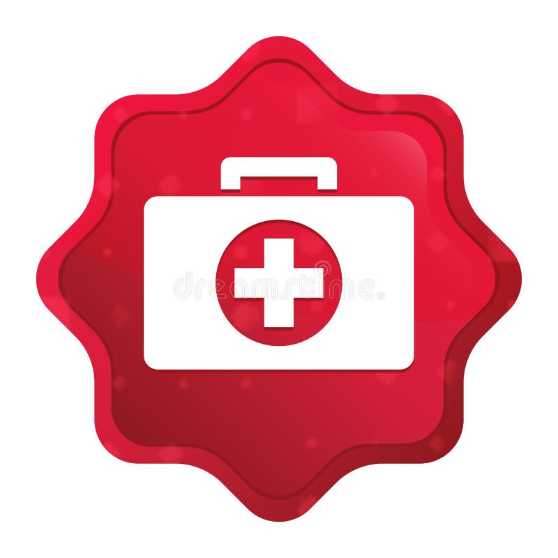 First Aid Kit Icon Misty Rose Red Starburst Sticker Button Stock ...
