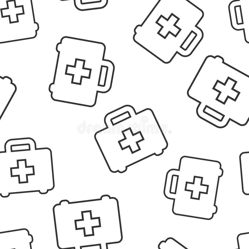 First Aid Kit Icon Seamless Pattern Background. Health, Help and ...