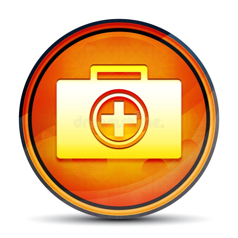 First Aid Kit Icon Shiny Bright Orange Round Button Illustration Stock ...