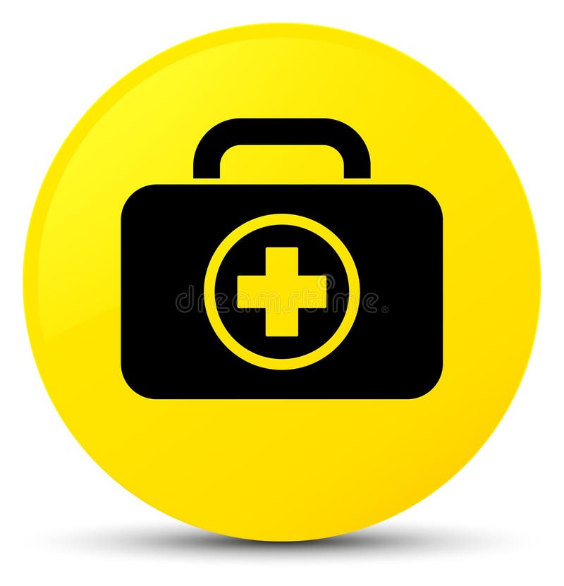 First Aid Kit Icon Yellow Round Button Stock Illustration ...