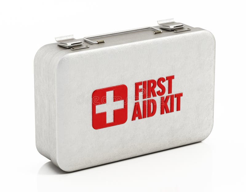 First Aid Kit Isolated on White Background. 3D Illustration Stock ...