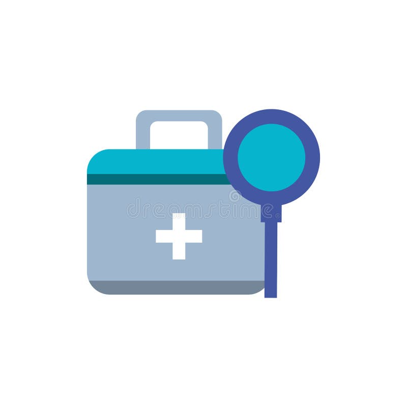 First Aid Kit with Magnifying Glass Stock Illustration - Illustration ...