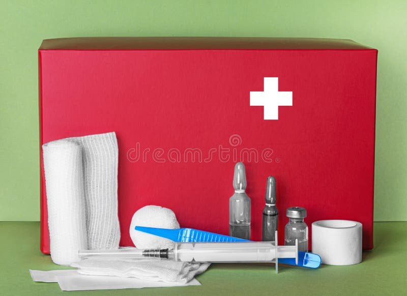 First Aid Kit with a Set of Medicines and Tablets for First Aid and ...