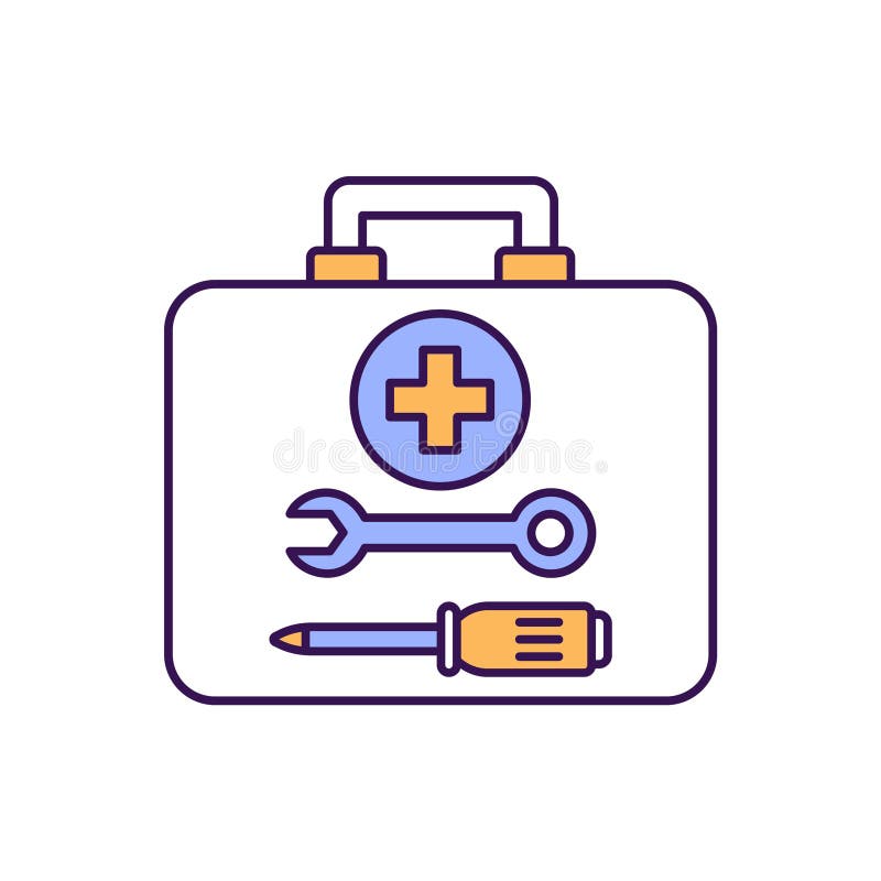 First Aid Kit Outline with Colors Fill Vector Icon that Can Easily Edit ...