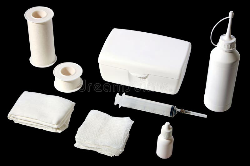 First aid kit stock image. Image of medium, syringe, black - 33148725