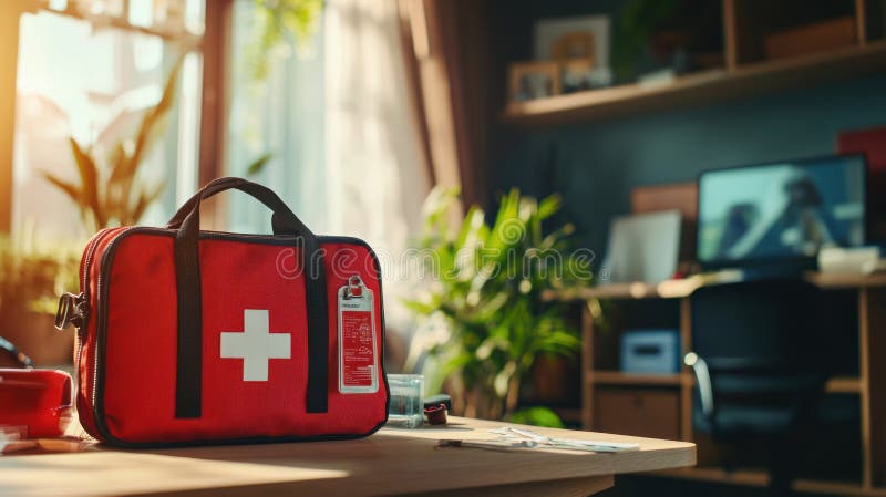 A First-aid Kit and Safety Instructions on a Workplace Stock ...