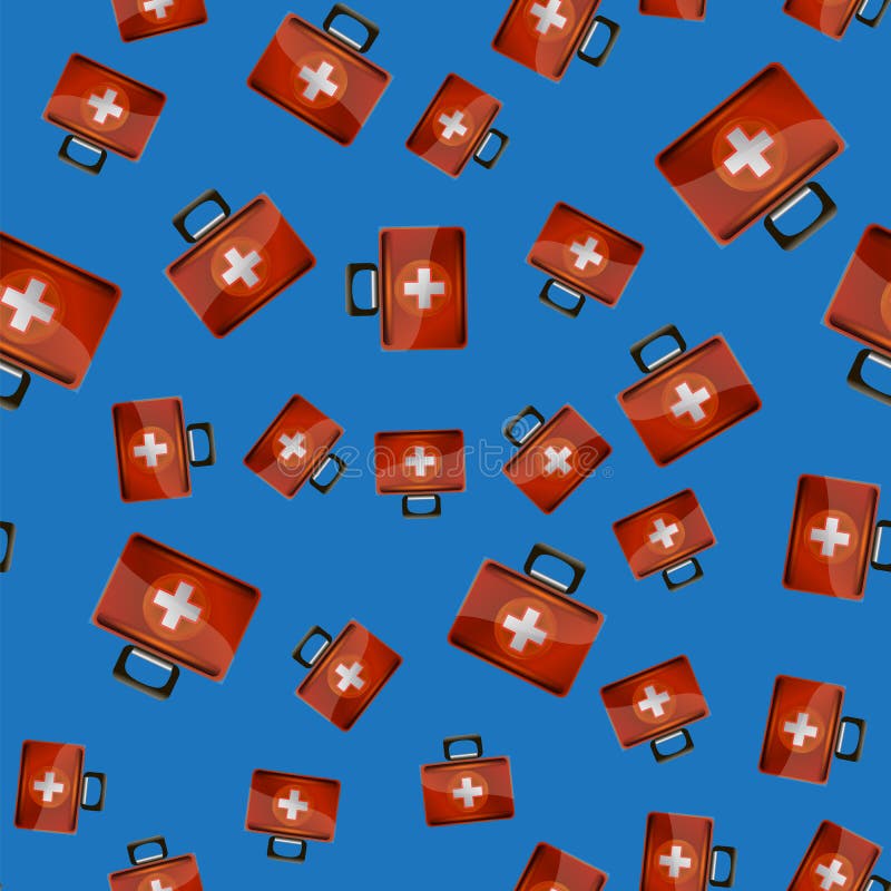 First Aid Kit Seamless Pattern Stock Illustration - Illustration of ...