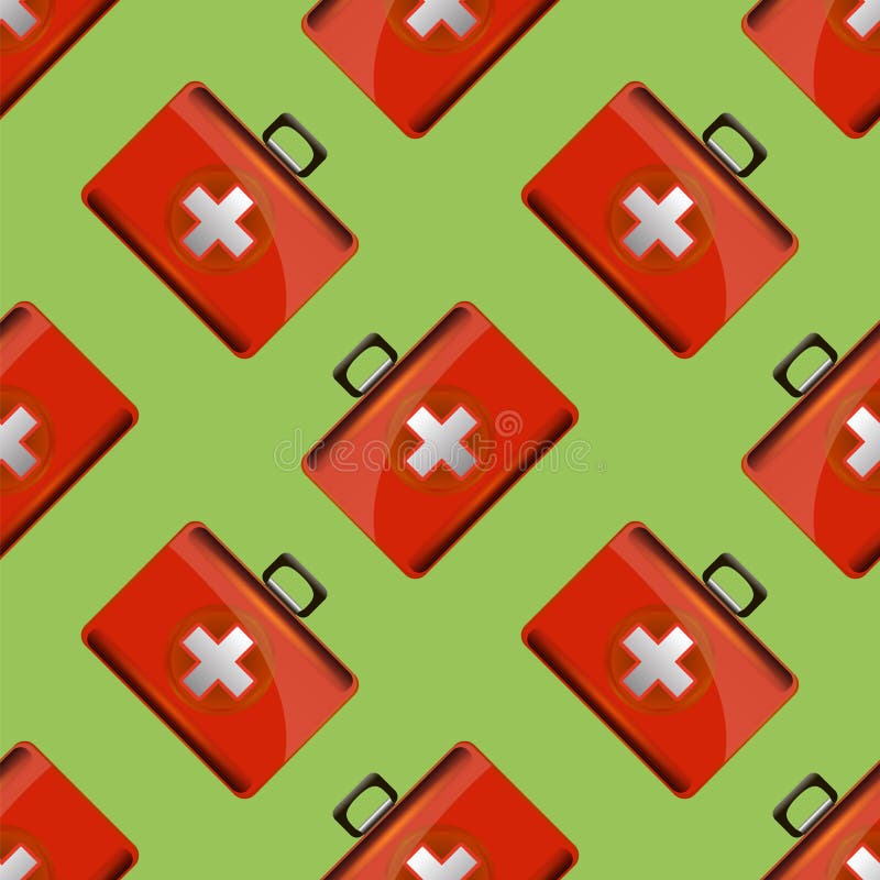 First Aid Kit Seamless Pattern Stock Vector - Illustration of safety ...