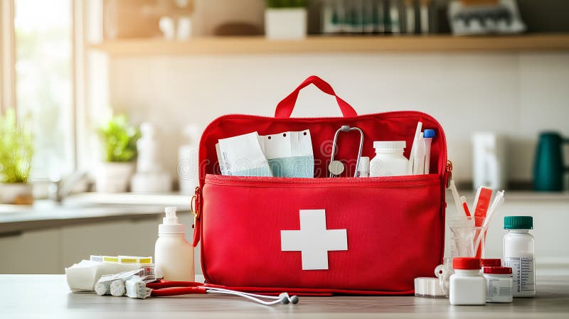 A First Aid Kit on the Table in the Kitchen Stock Illustration ...
