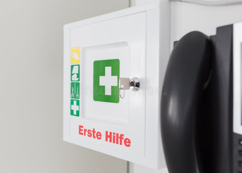 First Aid Kit with Telephone Stock Image - Image of green, injury ...