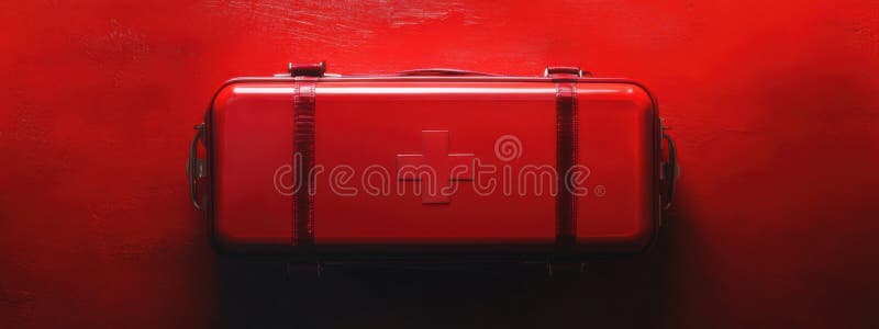 First Aid Kit on a Vibrant Red Surface Ready for Emergency Situations ...