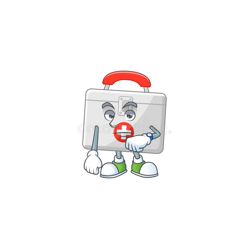 First Aid Kit with Waiting Gesture Cartoon Mascot Design Concept Stock ...