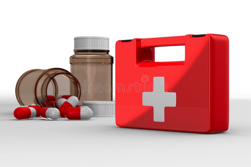 First Aid Kit on White Background. Isolated 3D Illustration Stock ...