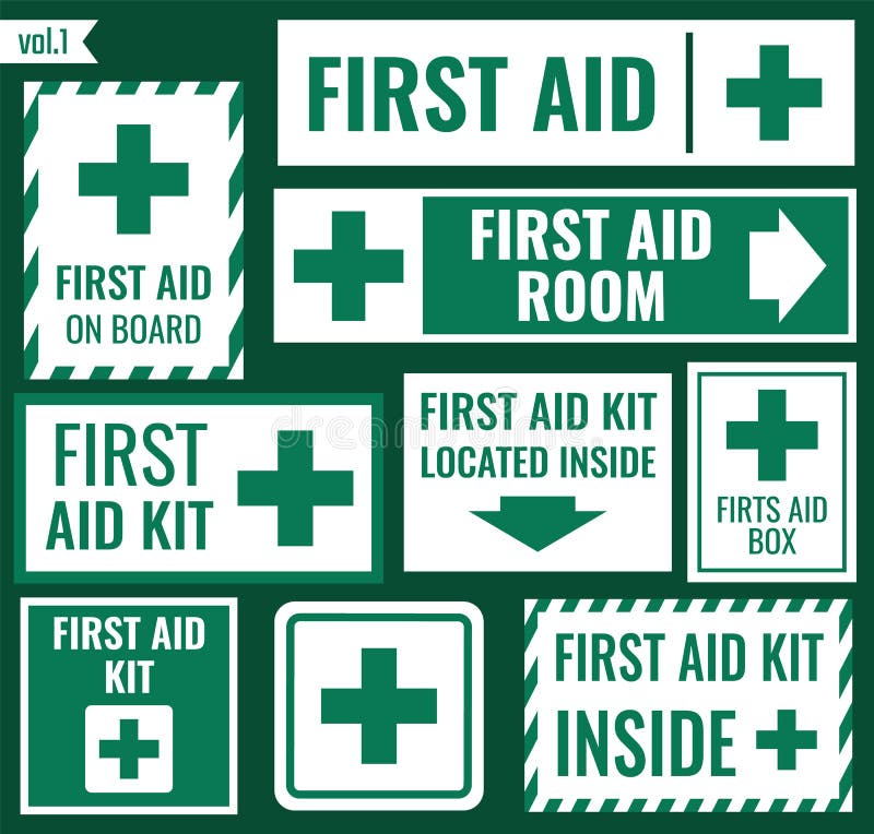 First aid label set stock vector. Illustration of rescue - 103981417