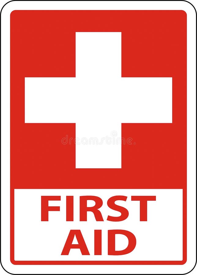 First Aid Label Sign on White Background Stock Vector - Illustration of ...