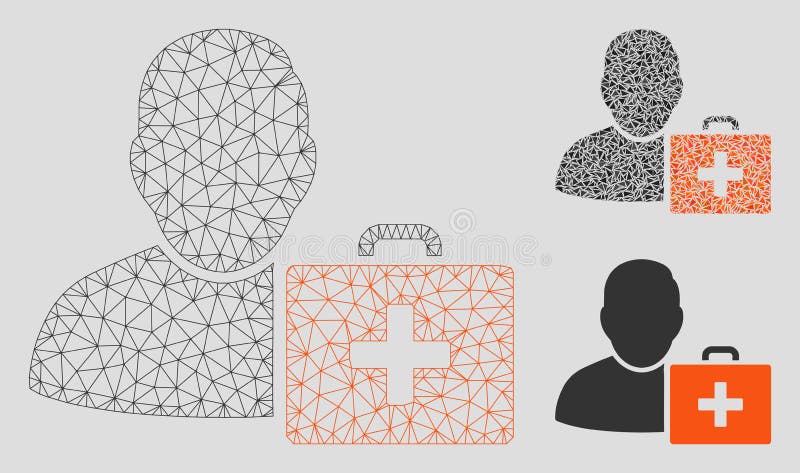 First Aid Man Vector Mesh 2D Model and Triangle Mosaic Icon Stock ...