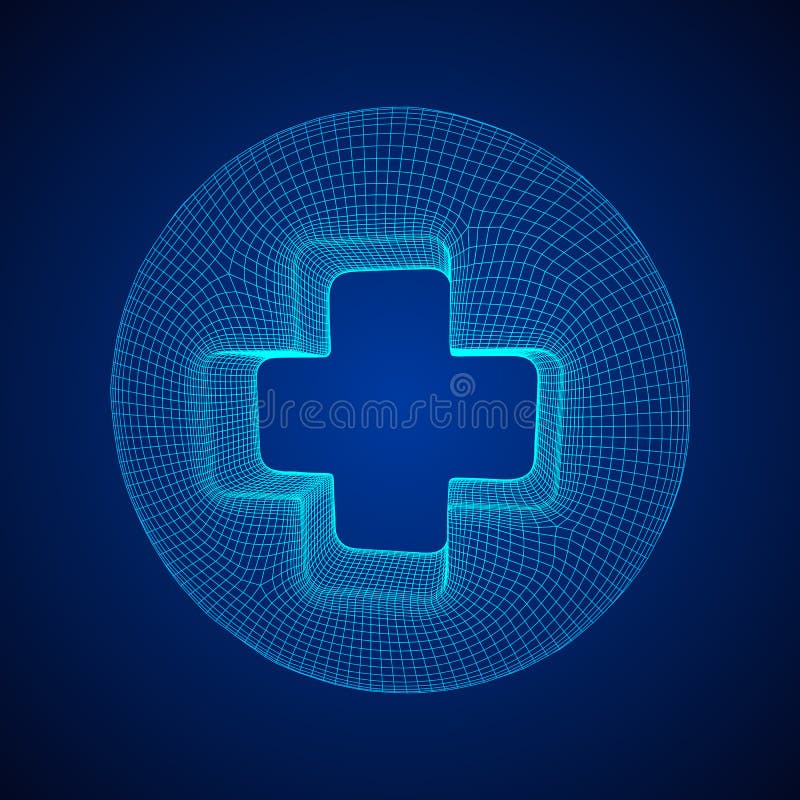 First Aid Medical Cross Wireframe Stock Vector - Illustration of mesh ...