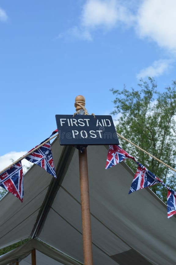 First aid post sign. stock image. Image of british, outdoors - 71414403