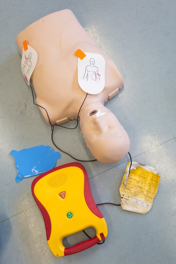 First Aid Resuscitation Course Using AED. Stock Photo - Image of kids ...