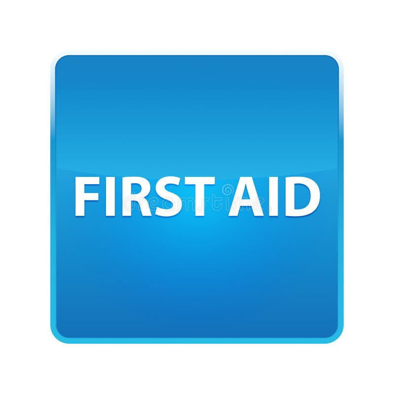First Aid Shiny Blue Square Button Stock Illustration - Illustration of ...