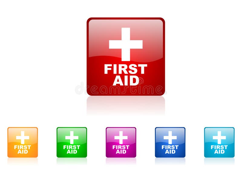 First Aid Square Web Glossy Icon Stock Illustration - Illustration of ...