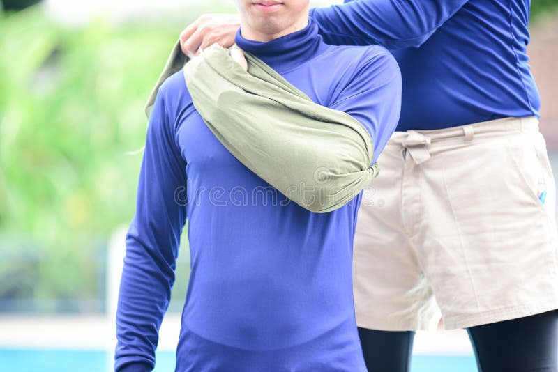 First Aid Training Fracture Left Arm Stock Image - Image of paramedic ...